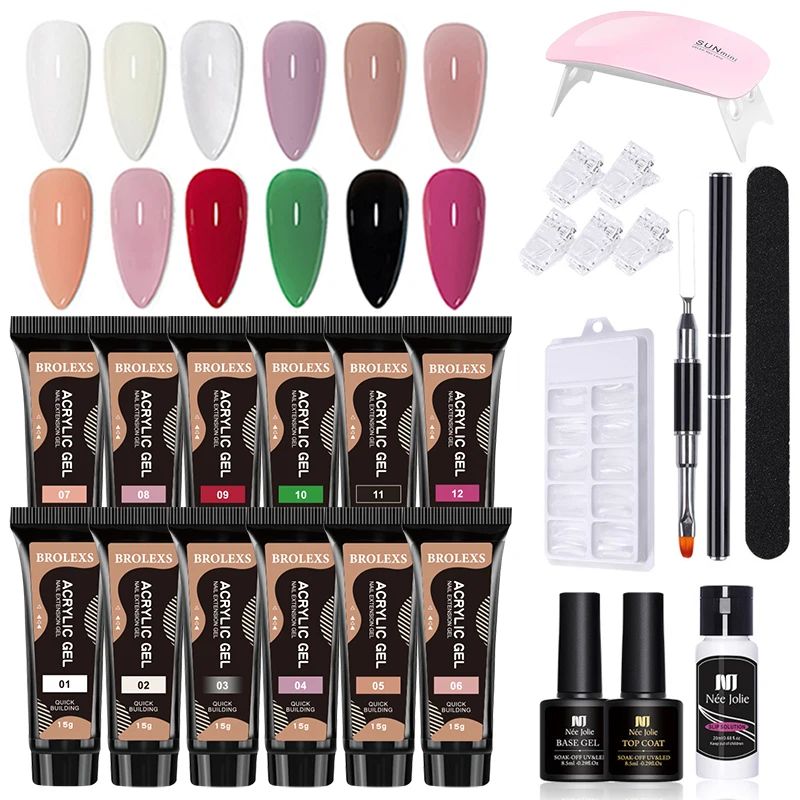 Poly-Nail-Gel-Kit-with-6W-LED-Lamp-All-In-One-Set-for-Manicure-Semi ...