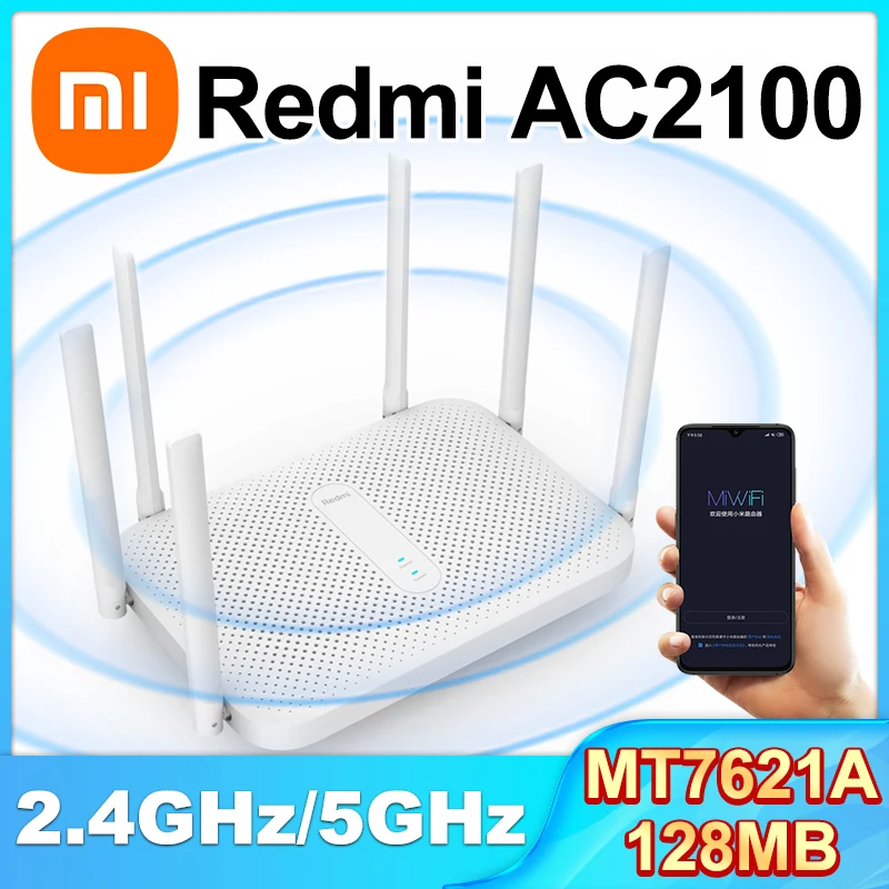 Redmi AC2100 Wifi 2.4G/5G 듀얼 밴드 듀얼 코어 6 고 이득 안테나 풀 기가비트 이더넷 포트 4 스레드 ...