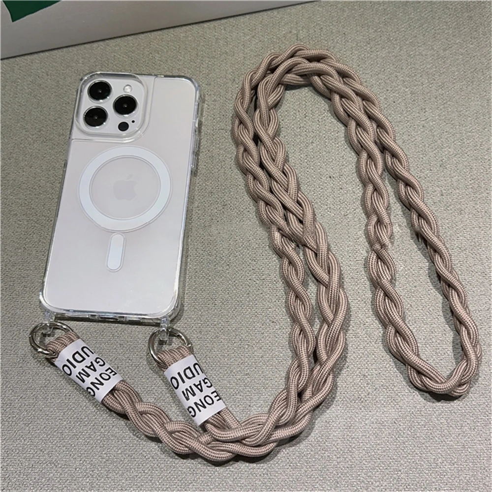 Braided Rope Magnetic Clear Phone Case For iPhone 15 14 13 12 11 Pro ...