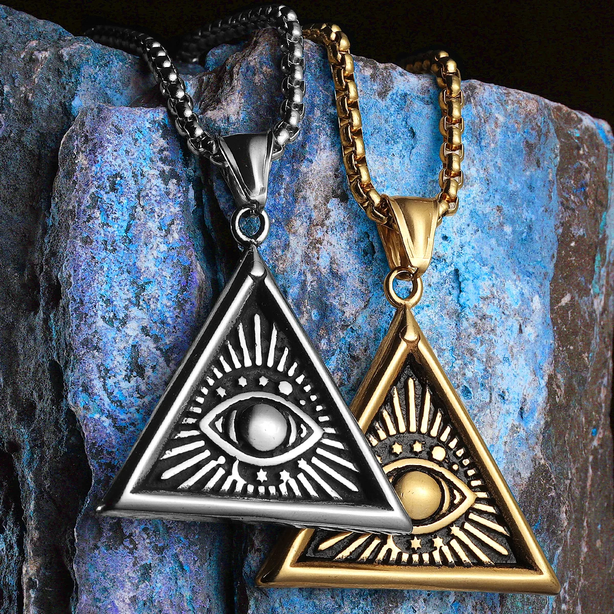 Masonic Illuminati Eye Amulet Men Necklaces Stainless Steel Pendants ...