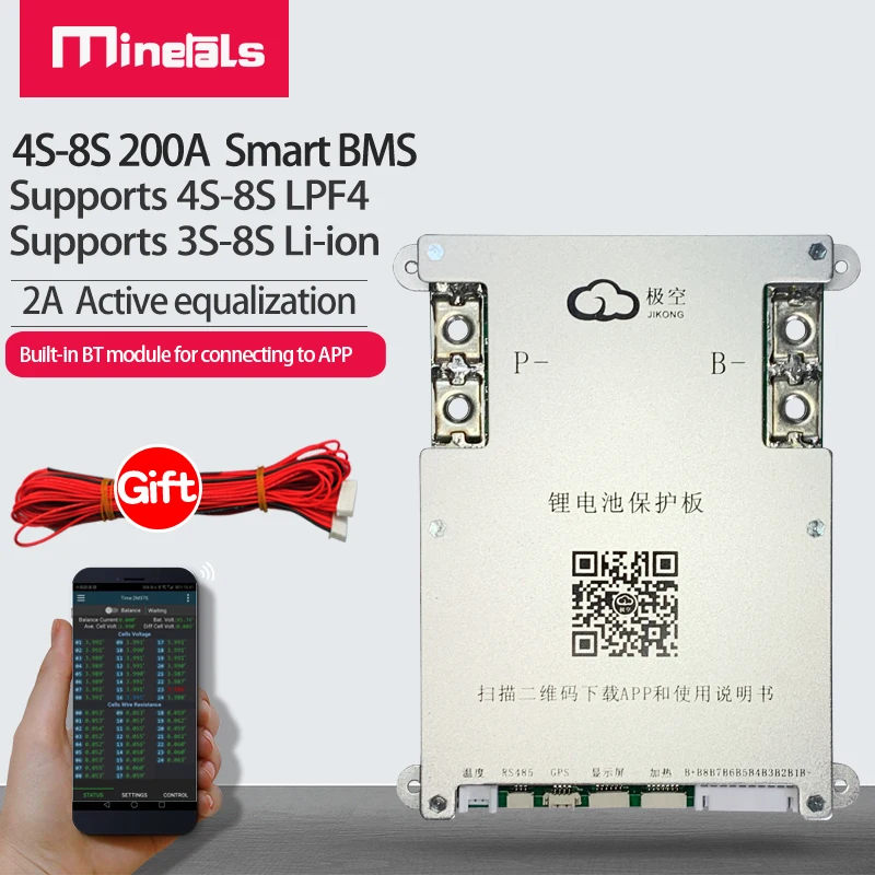 Jikong-BMS-4S-5S-6S-7S-8S-200A-Smart-BMS-2A-Active-Balance-Energy ...