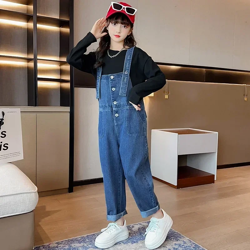 New Kids Denim Overall for Girls Children Autumn Jeans Denim Jumpsuit ...