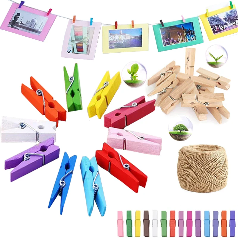 50pcs Small Size Wooden Clip Natural Wood Color Clip Bed Sheet Photo ...