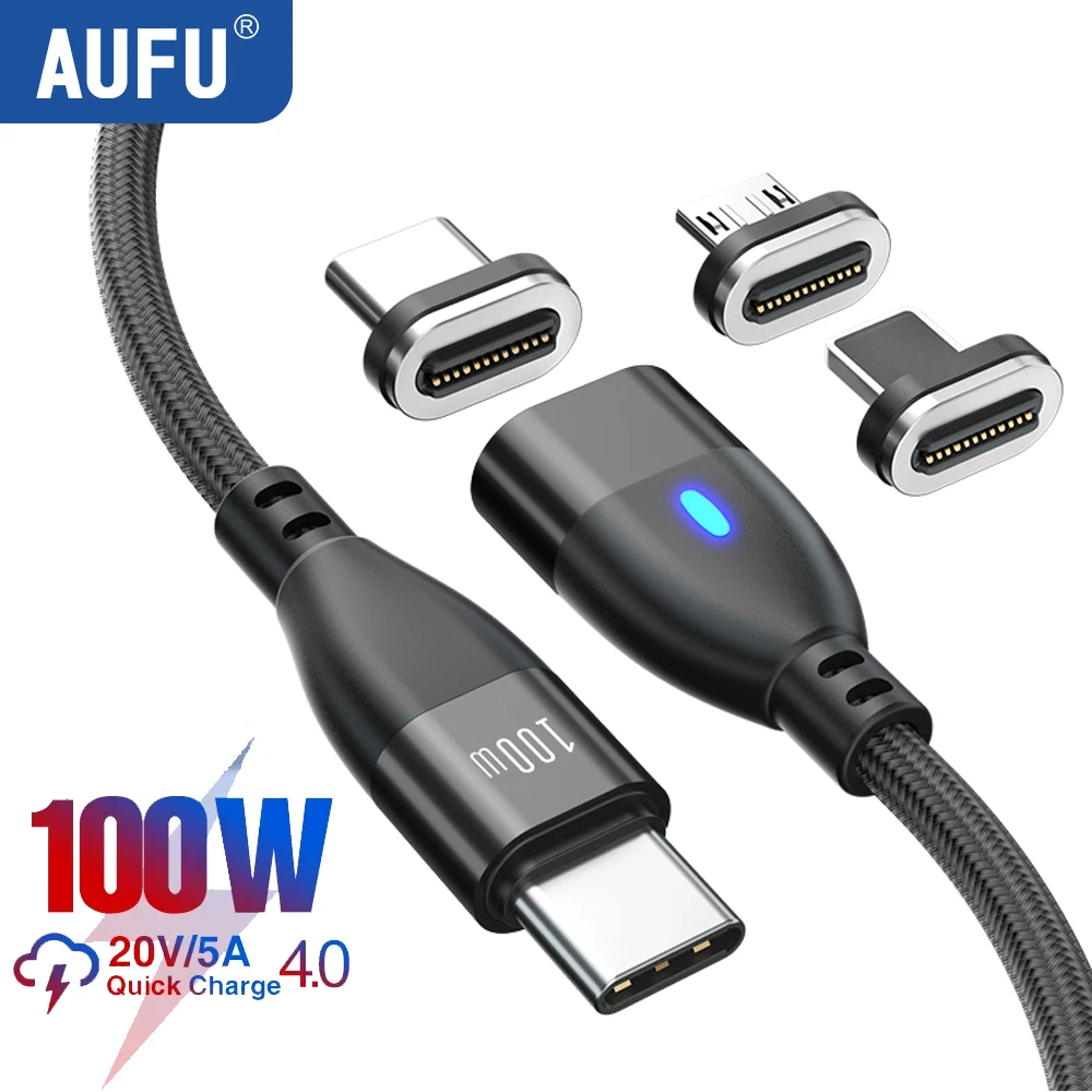 AUFU-100W-Magnetic-USB-C-Cable-5A-PD-Fast-Charging-Type-C-Cable-Magnet ...
