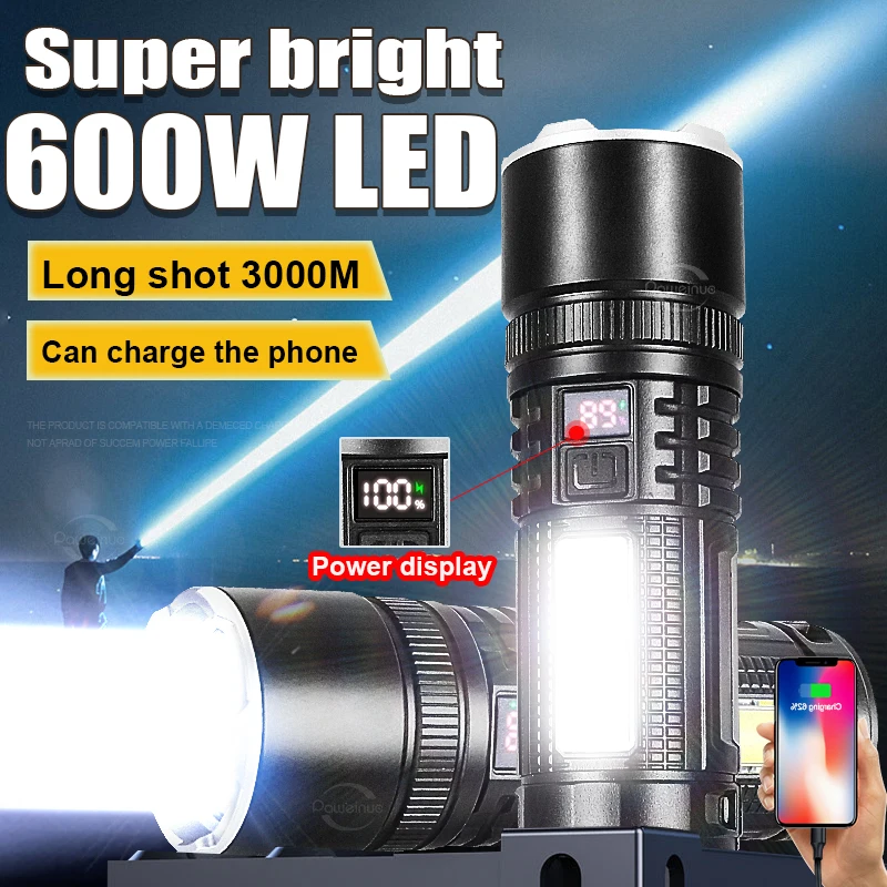Most-Powerful-LED-Flashlight-9000LM-High-Power-Rechargeable-Torch ...