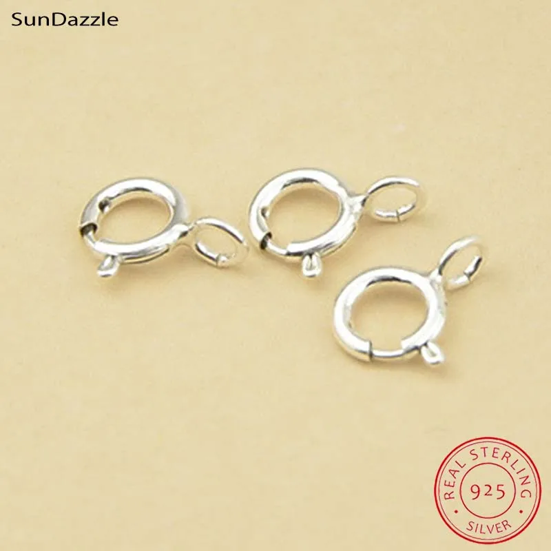 10pcs 5mm Real Pure Solid 925 Sterling Silver Round Spring Clasps with ...