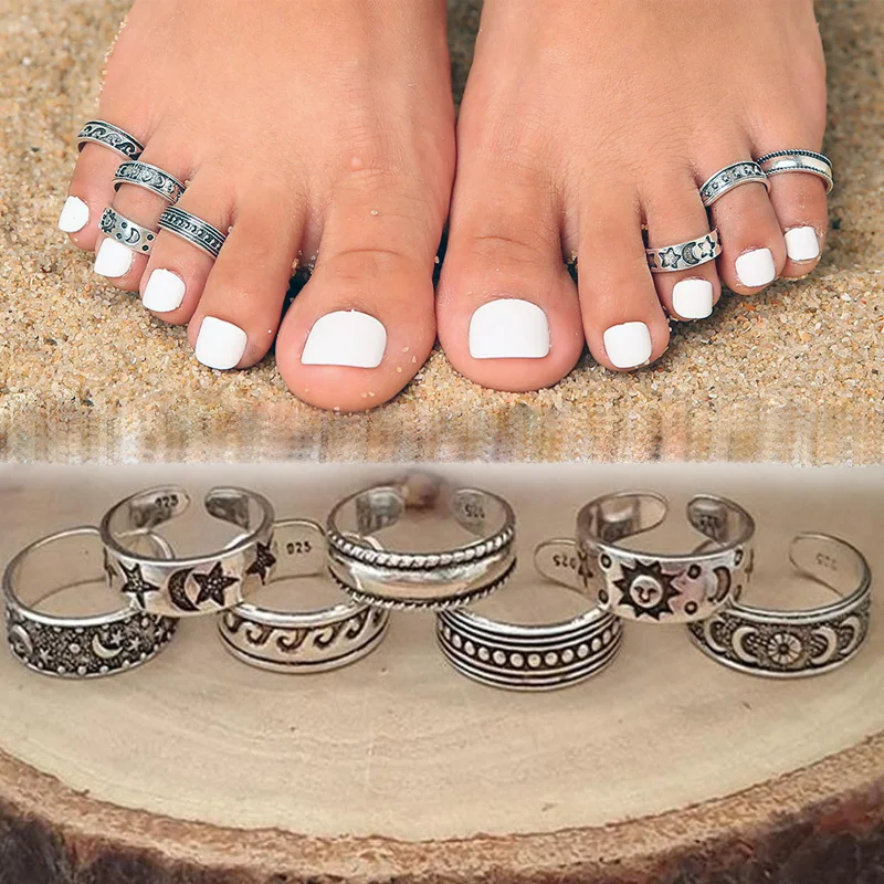 7pcs-Retro-Hollow-Carved-Star-Moon-Toe-Rings-Adjustable-Opening-Finger ...