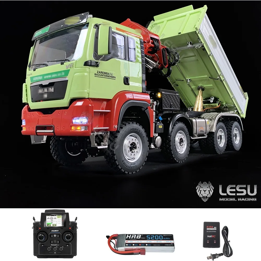 1/14 LESU 8X8 RC Hydraulic Dump Truck Ready to Run Tipper Light for MAN PL18EV Remote Control ...