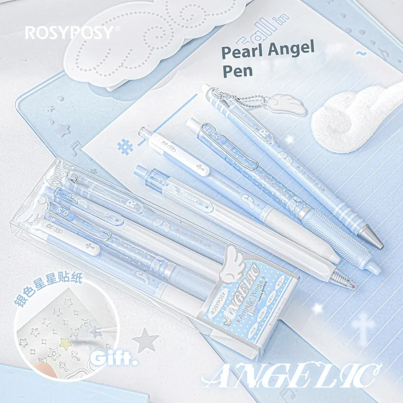 ROSYPOSY Angel Gel Pens 4 Styles Lovely Pearl Wing Grip 0.5mm Smooth ...