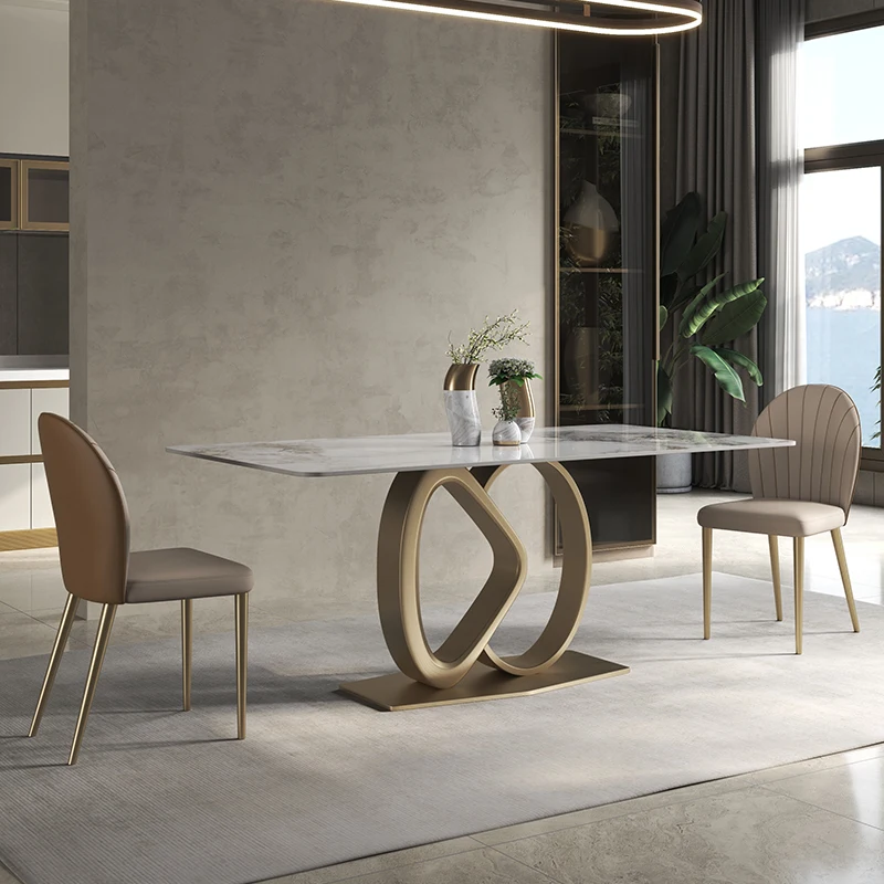 Italian Light Luxury Bright Slate Dining Table High-end Restaurant ...
