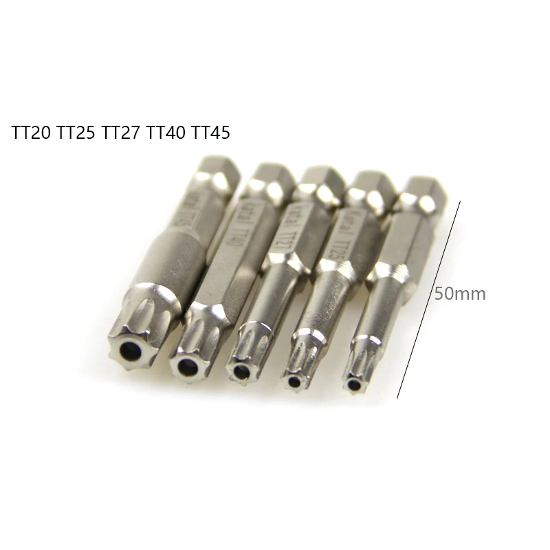 5pcs 7 point torx scrwdriver bit with hole 1/4 hex shank seven-point ...