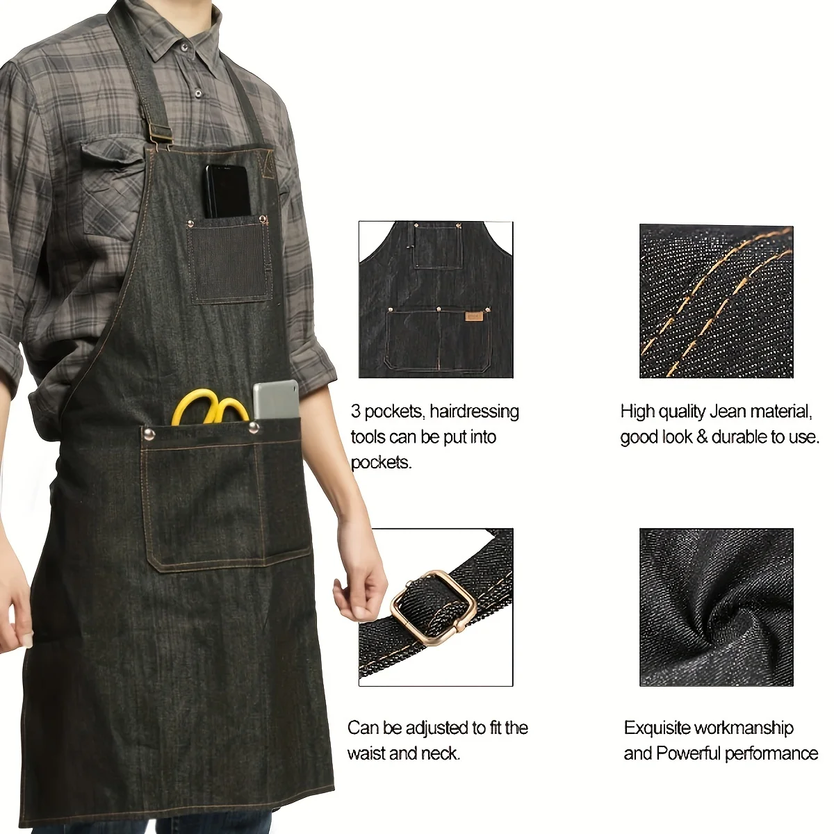 Lightweight Denim Jean Tool Apron with Pockets Waterproof Waxed Canvas ...