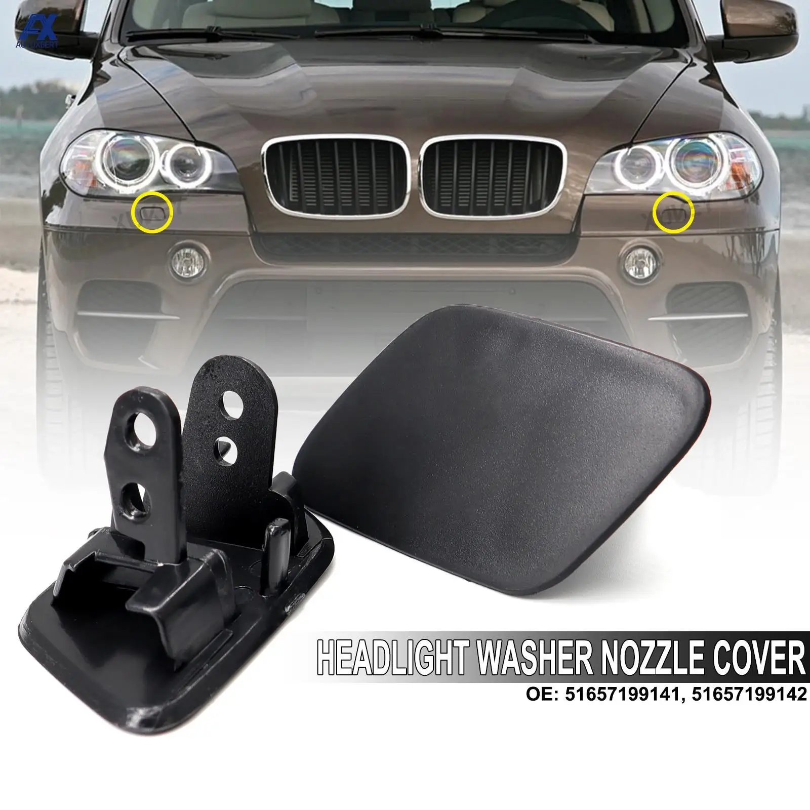 Headlight-Washer-Nozzle-Spray-Jet-Cover-Right-Left-Unpainted-Cap-Front ...