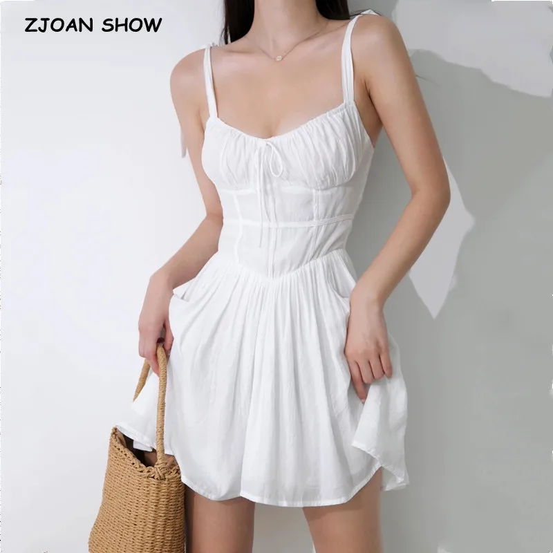 Sexy-Solid-White-Bra-Corset-style-Spaghetti-Strap-Mini-Dress-Women ...