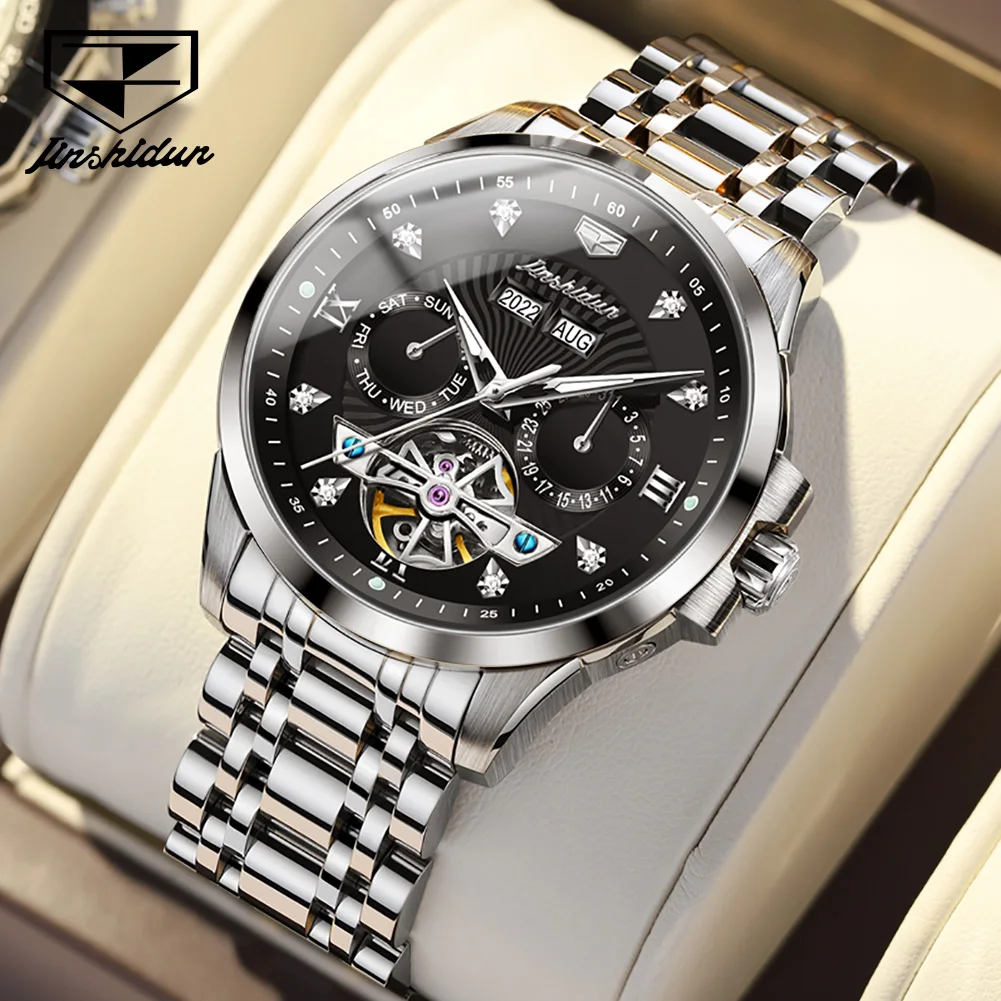 JSDUN Top Brand Skeleton Multifunction Automatic Mechanical Watches for ...