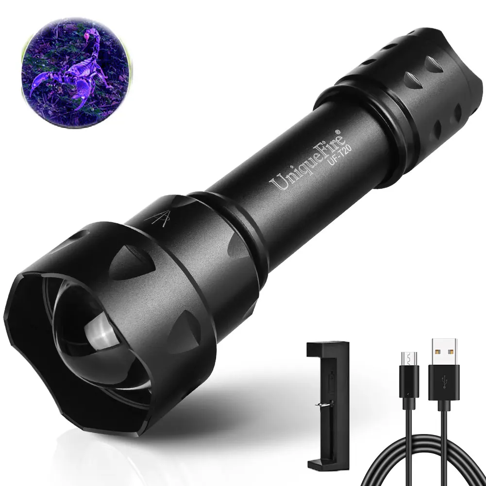 Uniquefire t20 uv 365nm blacklight ultravioleta led zoom lanterna 1 ...