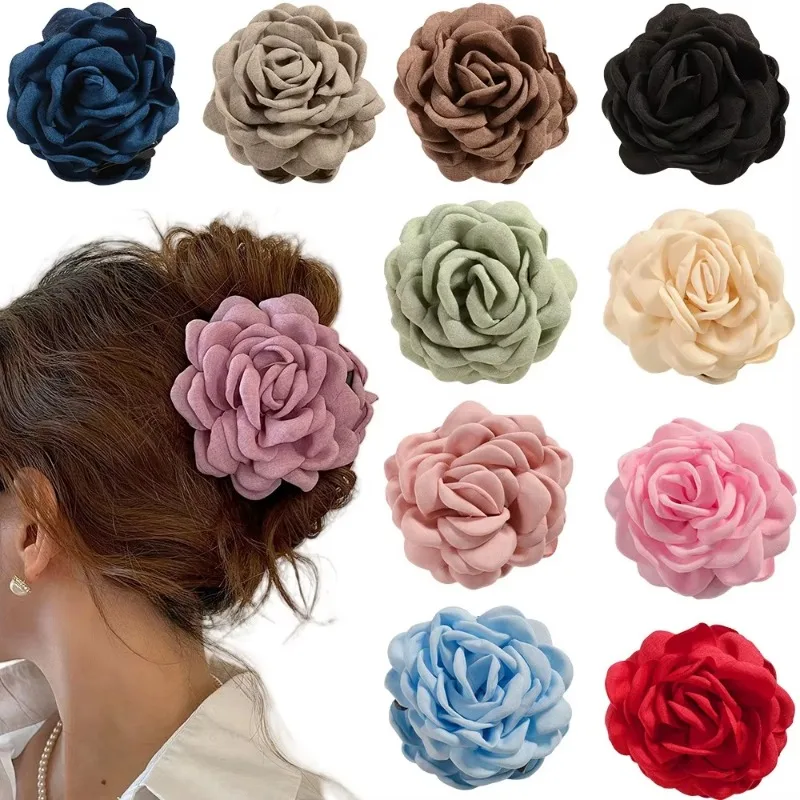 Pinza-para-el-pelo-con-forma-de-flor-rosa-para-mujer-accesorio-para-el ...
