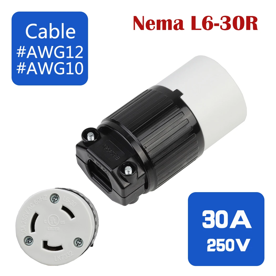 NEMA-L6-30R-3-hole-American-standard-self-wiring-socket-30A-250V-NEMA ...