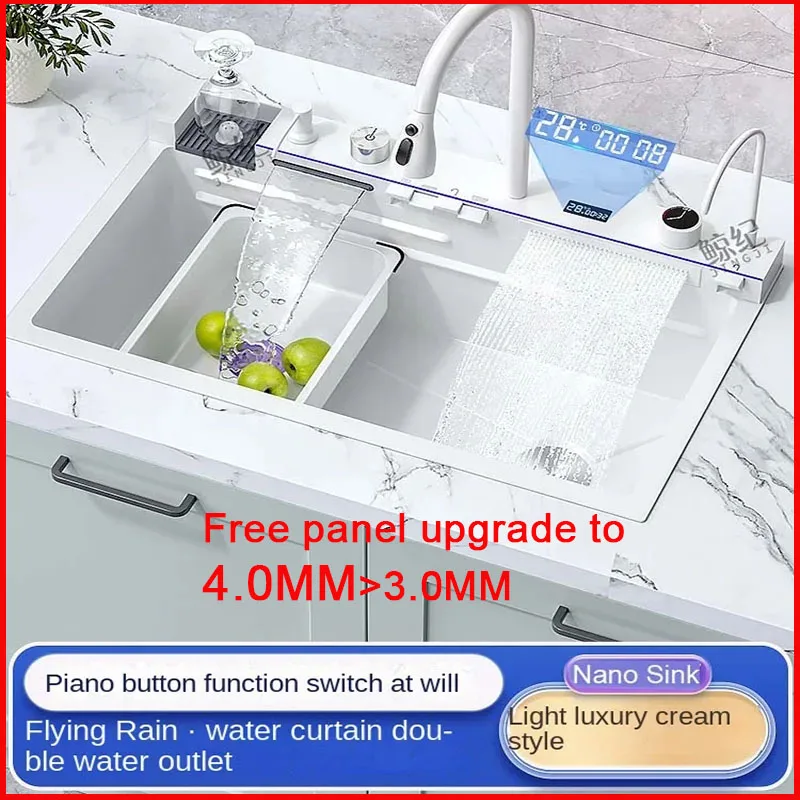 White-flying-rain-waterfall-sink-integrated-multi-functional-large ...