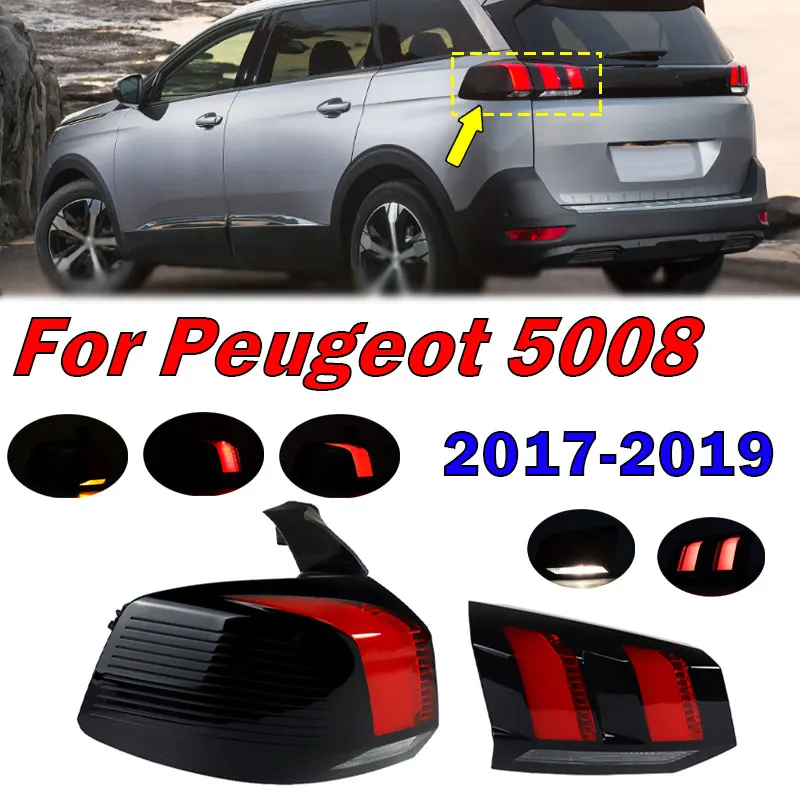 Car Accsesories For Peugeot 5008 2017 2018 2019 Rear Tail Light Warning ...