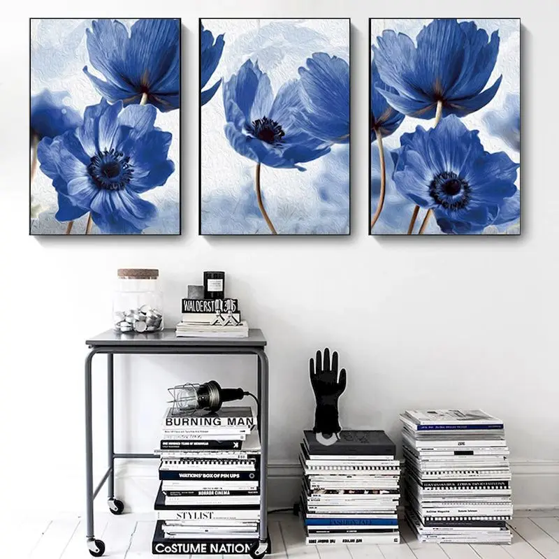 GATYZTORY Paint By Numbers Blue Flower Handpainted Painting Drawing On ...