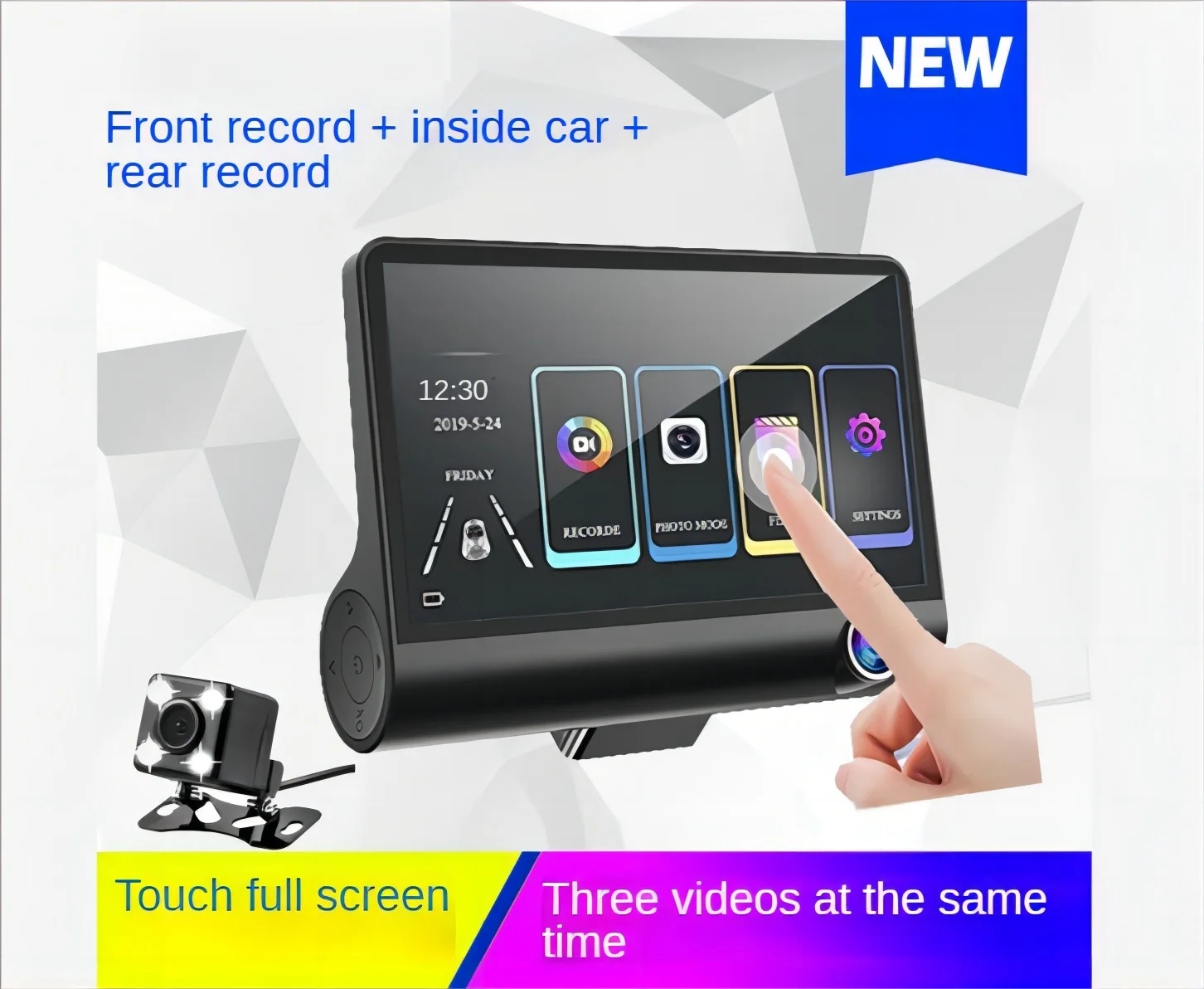 Touch-full-screen-display-for-car-3-Cameras-Lens-Car-DVR-HD-large-angle ...