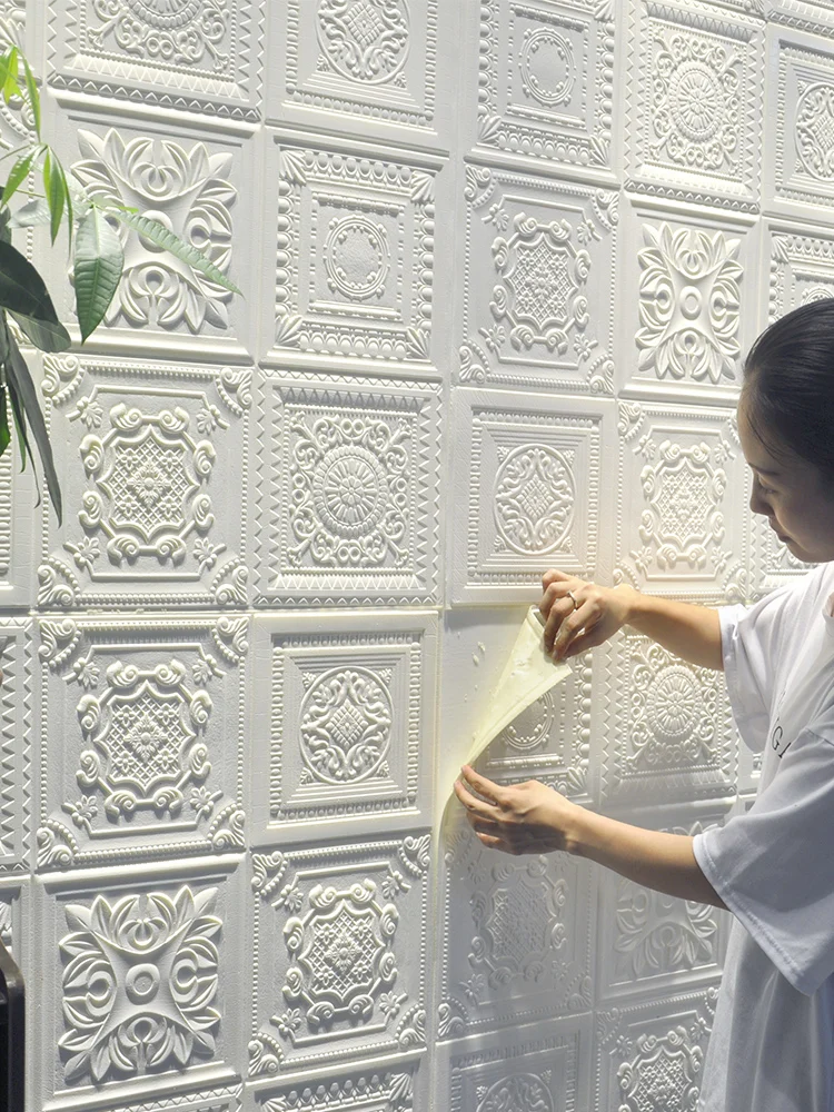Nordic wallpaper self-adhesive 3D wall sticker bedroom living room ...