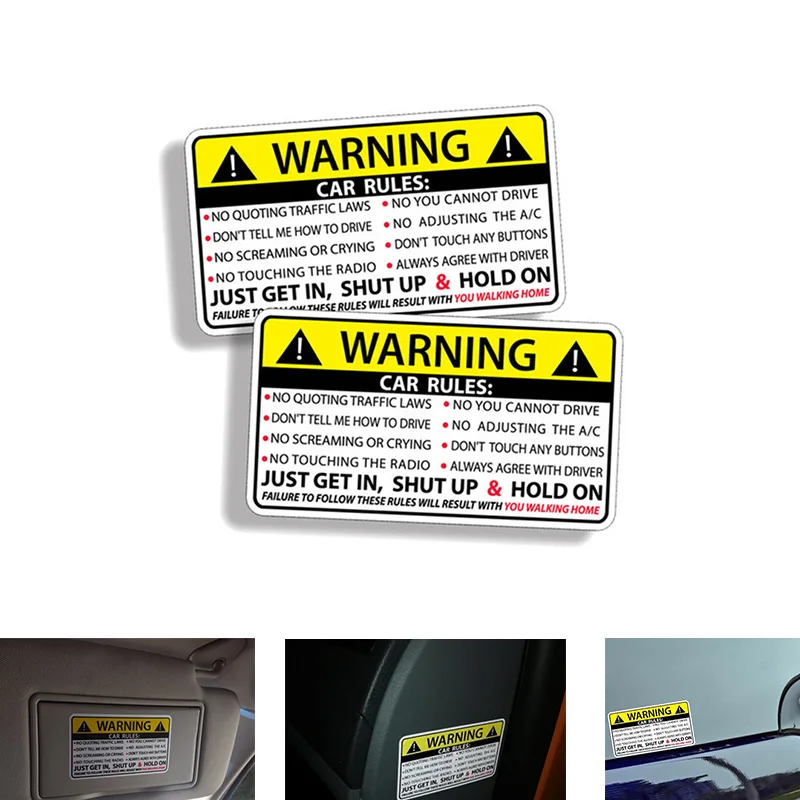 10x6cm Car Safety Warning Rules Decal PVC Auto Sticker For Car Sun ...
