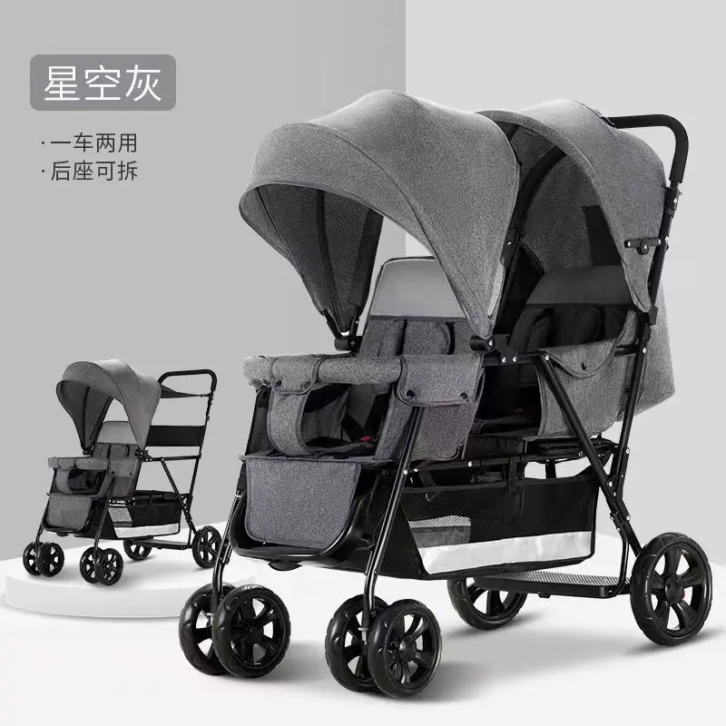 Twin baby strollers for front and back two twin sit-down portable ...