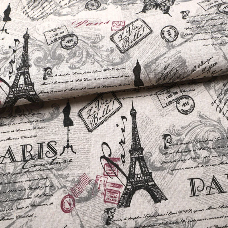 Paris-Eiffel-Tower-Printed-Fabric-Cotton-Linen-Handicraft-Cloth-for-DIY ...