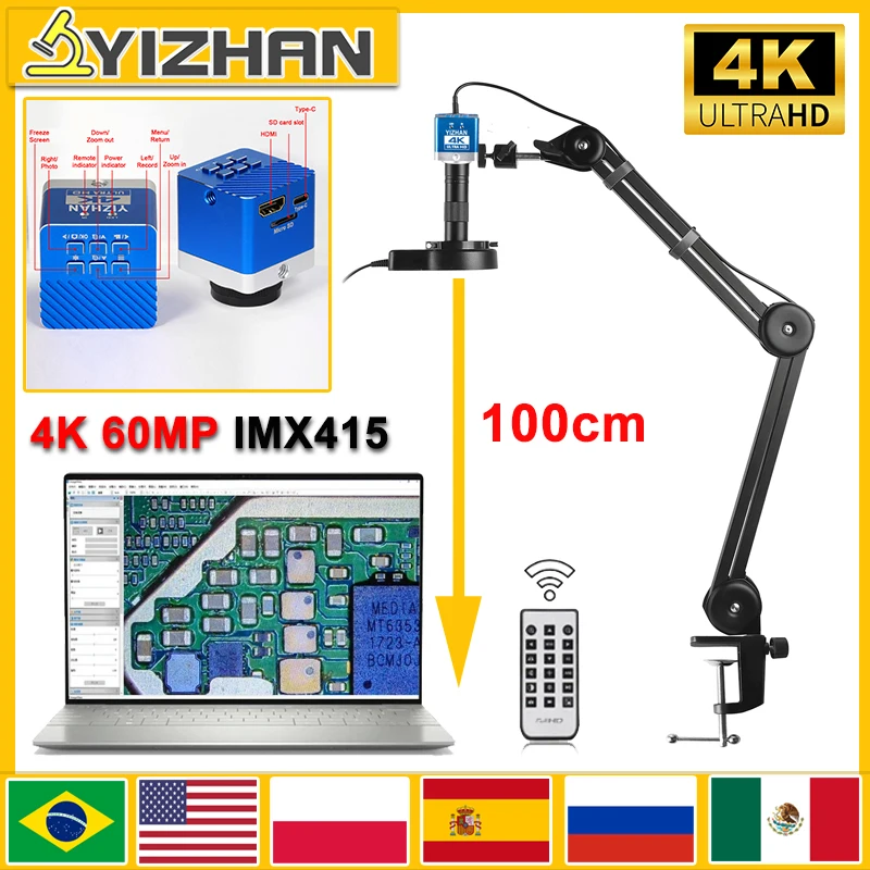 YIZHAN 60MP 4K UHD Digital Microscope for Electronics IMX415 1080P ...
