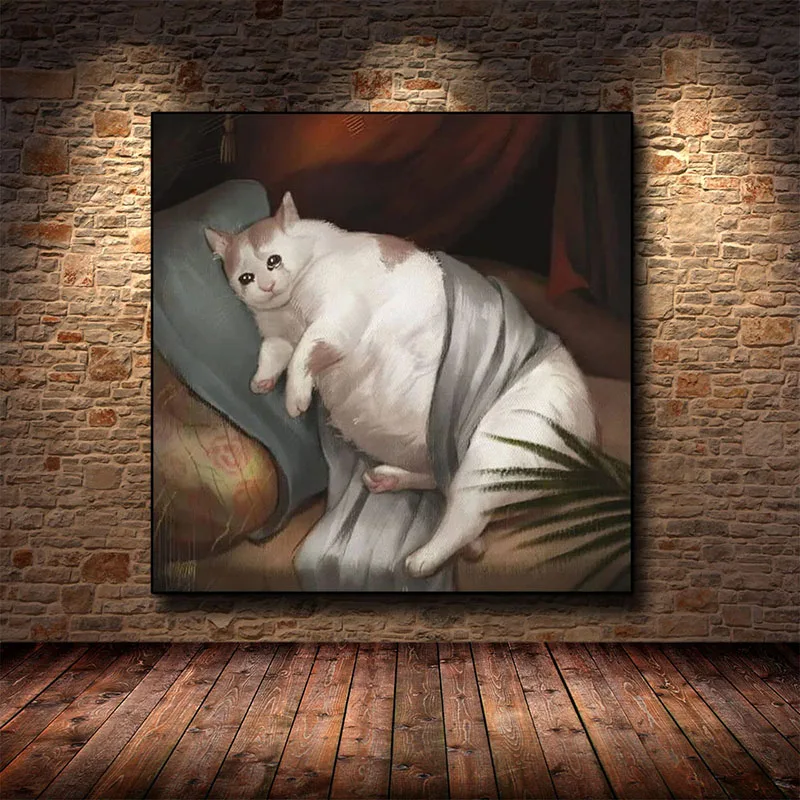 Retro Cute Crying Cat Canvas Paintings Posters and Prints Modern Wall ...