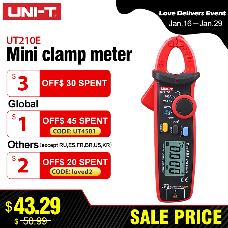 Uni-t Uni T Ut210e Pro Digital Ac Dc Current Clamp Meter True Rms ...
