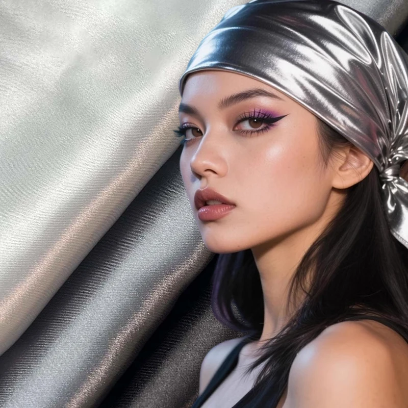 Nueva bufanda para el cabello plateada líquida Y2K, envoltura suave ...