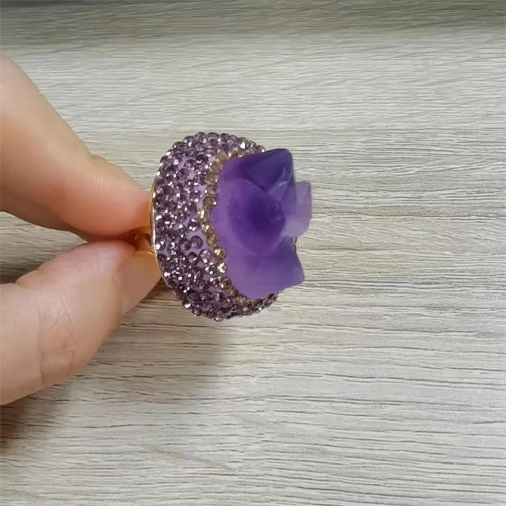 Unique Amethyst Rings Adjustable Size Raw Purple Crystal Quartz Stone ...