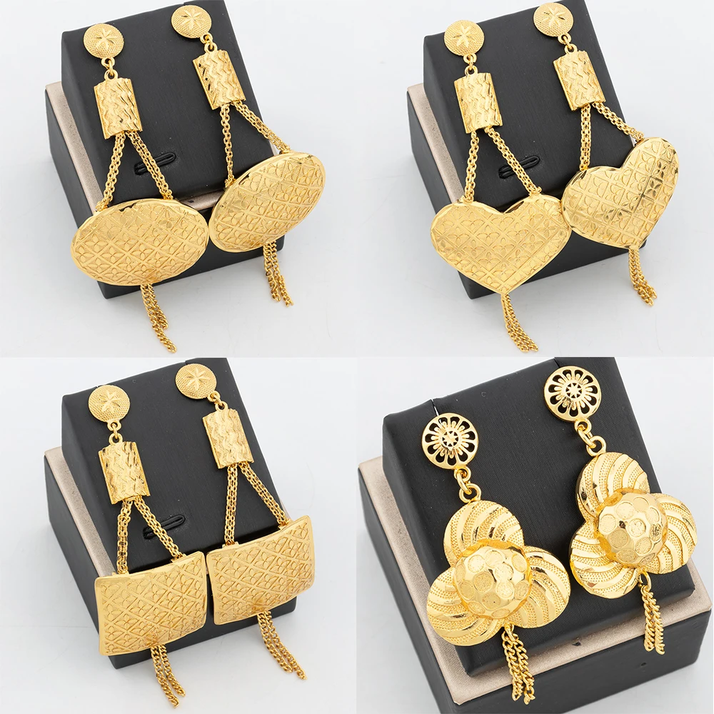 Gold Color Drop Earrings for Women Classic Vintage Water Drop Love ...