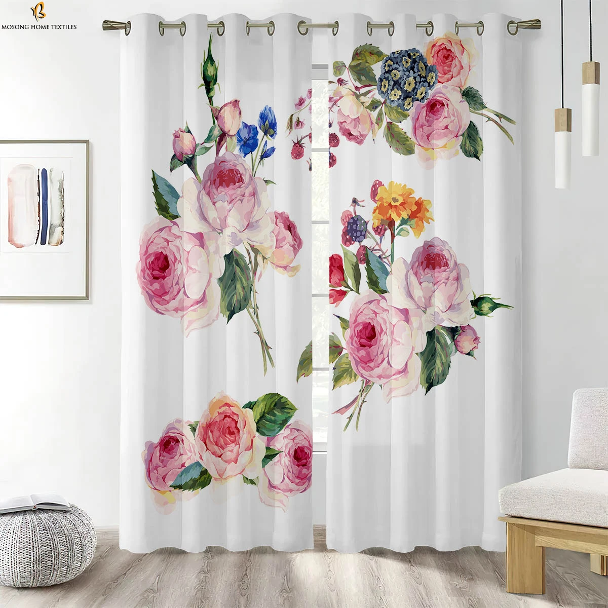 Flower-Print-Curtains-Romantic-Field-Style-Curtains-Bedroom-Living-Room ...