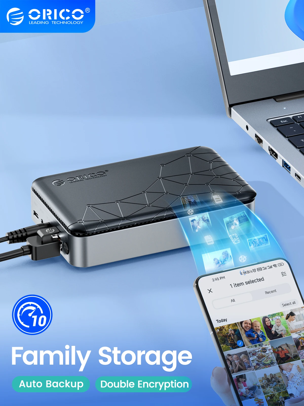 ORICO Personal Private Storage 2.5" HDD/SSD NAS Type-C Port with ...