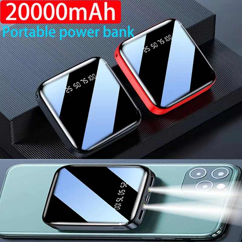 20000mAh-Power-Bank-Mirror-Digital-Display-Screen-Built-In-Cord-Mobile ...