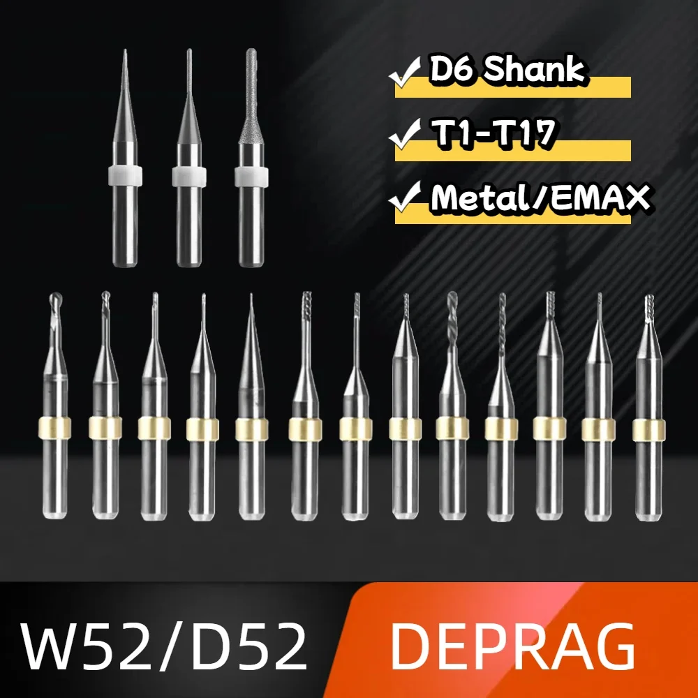 Deprag W52/D52 Dental Milling Drills for CAD CAM Milling Machine T1-T17 ...