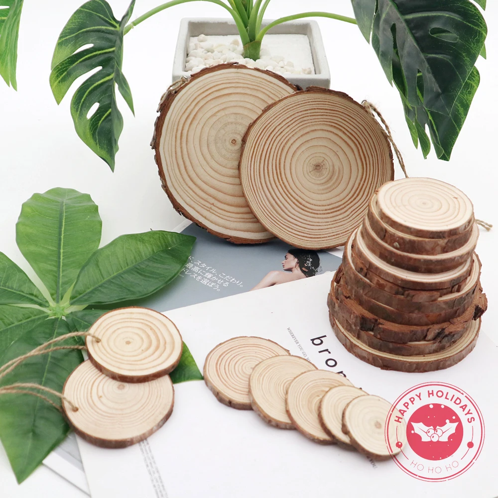 3-12cm-Circles-With-Tree-Bark-Log-Discs-Thick-Natural-Pine-Round ...