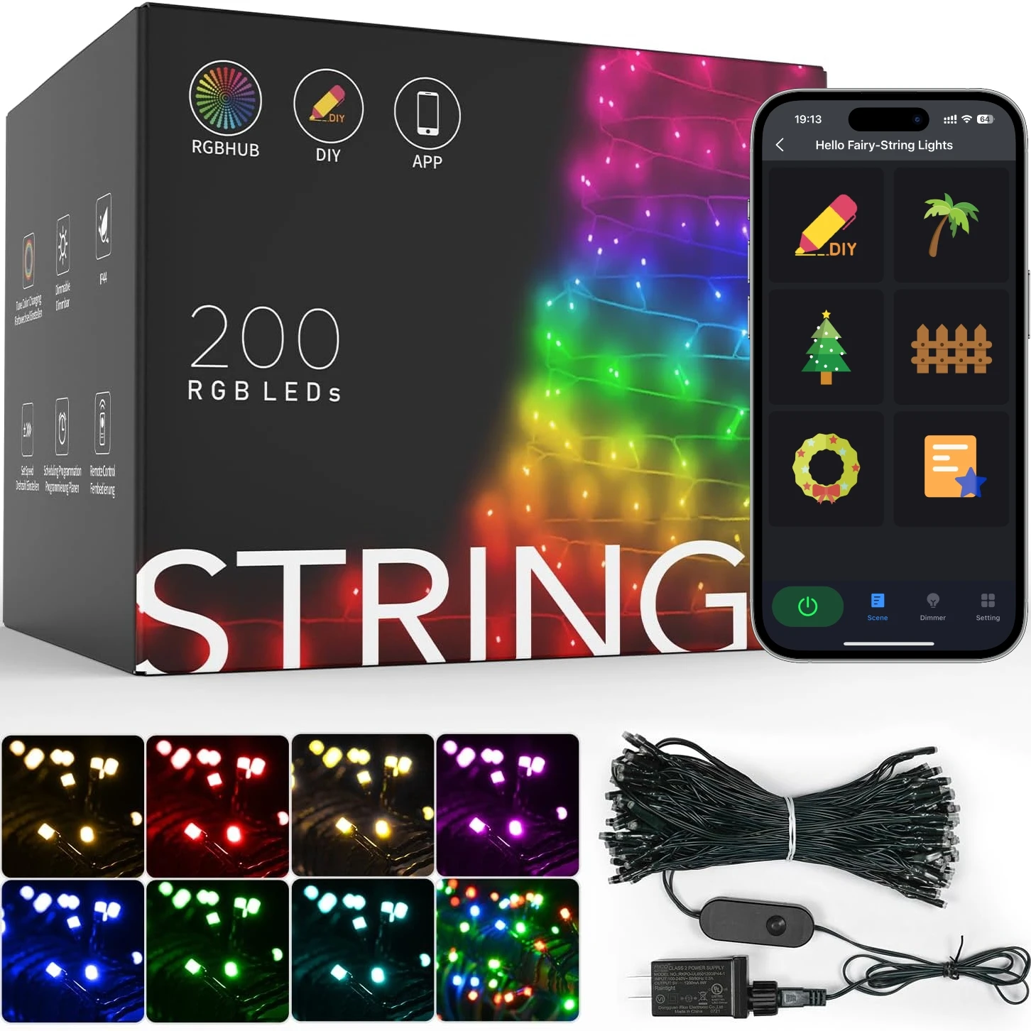 Hello-Fairy-Strings-LED-light-garland-with-200-RGB-LEDs-indoor-and ...