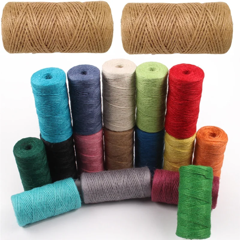 100M/Roll Colorful Jute Twine 2mm 3 Strands Natural Jute String Cords ...
