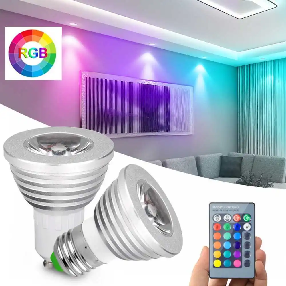 Bombillas LED RGB con Control remoto para decoración del hogar, foco de ...