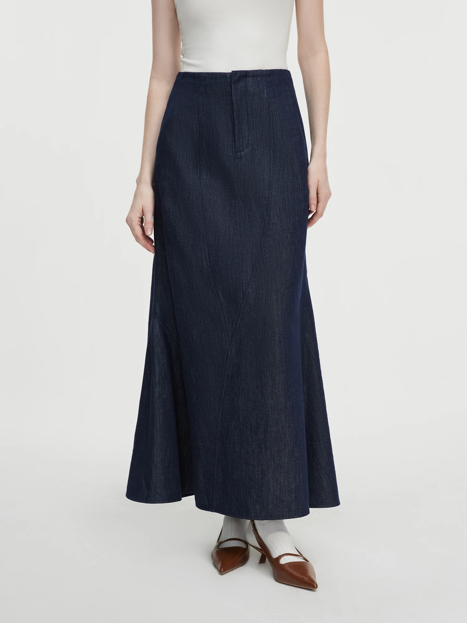 FSLE-Office-Lady-Retro-Cotton-Linen-Denim-Fish-Tail-Half-Skirt-for ...