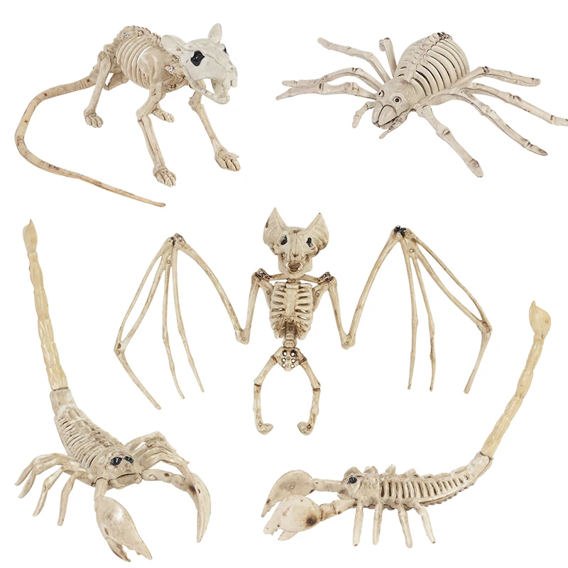 Halloween-Decorations-Animal-Movable-Skeleton-Fake-Bats-Mouse-Spider ...