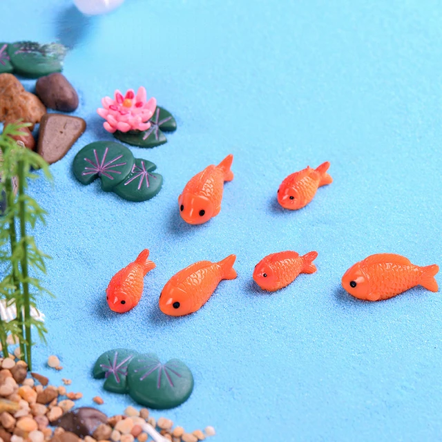 Mini Fish Figurines Dollhouse Fish Tank, Pretend Play Toy Miniature ...