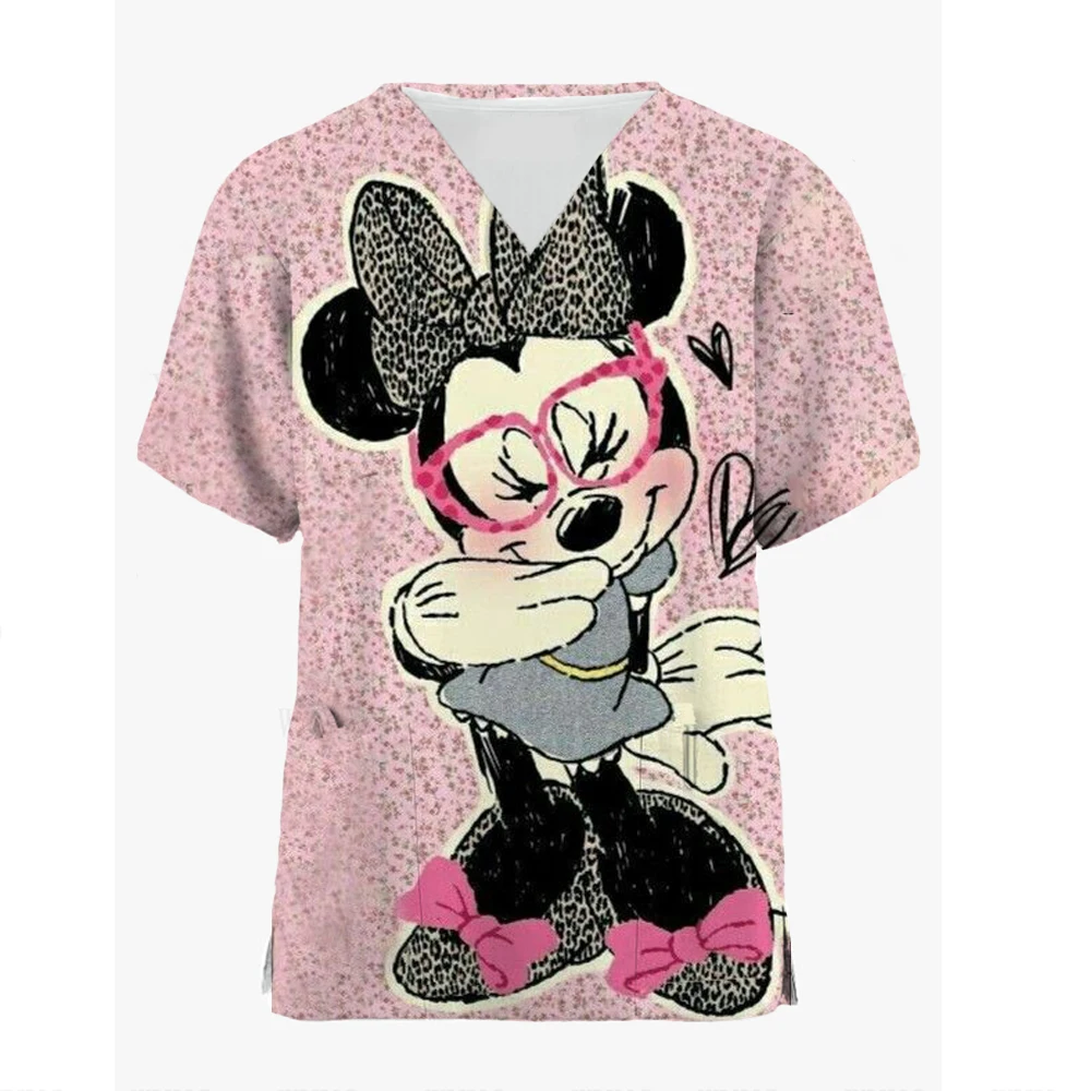 Disney-Mickey-Mouse-Print-Nurse-Medical-Uniforms-V-neck-Short-Sleeve ...