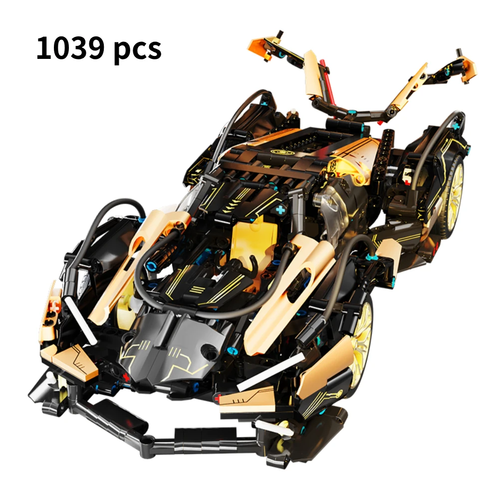 Technical-Famous-Black-Gold-V12-Racing-Car-Assembly-Building-Blocks ...