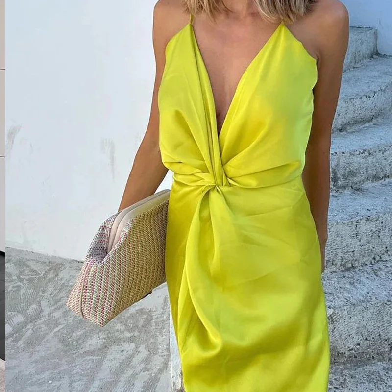 Summer-Thin-Pleated-Dresses-Casual-Slim-Sexy-Simplicity-Elegant ...